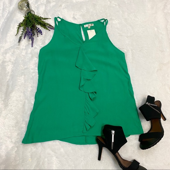 Under Skies | Tops | New Under Skies Green Ruffle Front Tank Top | Poshmark